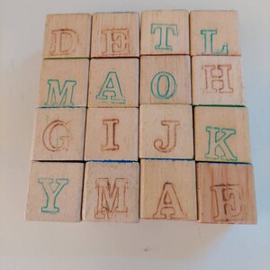 Set of 16 Child's Kids Wooden Multi-colored Letter Blocks for Play ...