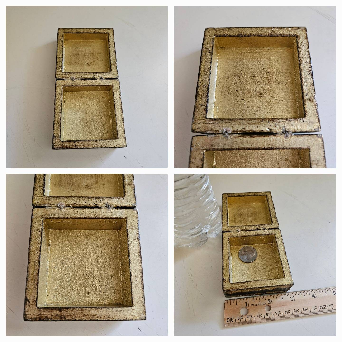 Vintage 2.752.751.5 Gold, Black and Blue Hand Painted Geometric Design ...