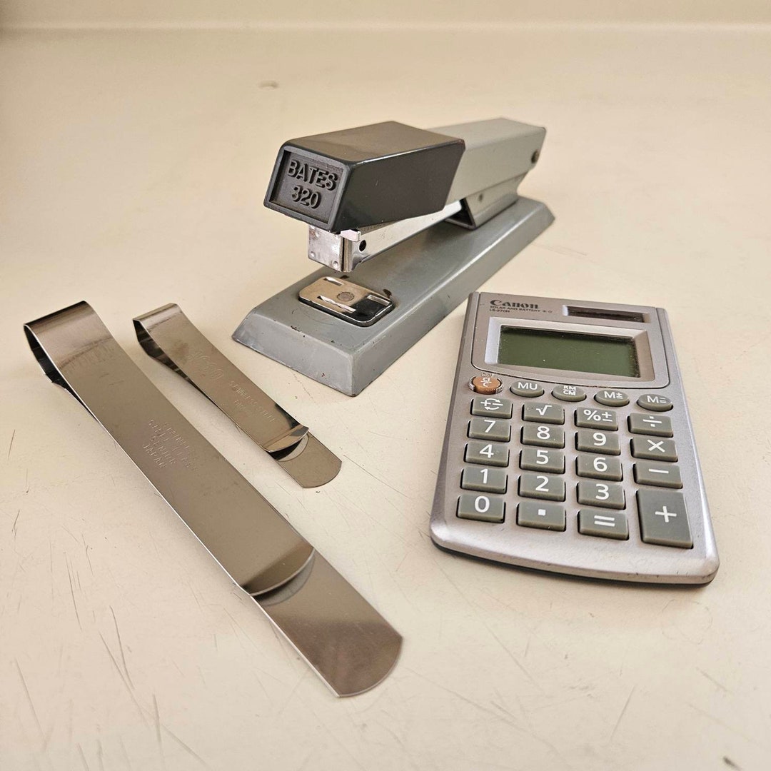 Handheld Solar Powered Canon Calculator, Bates 320 Office Stapler and 2 ...