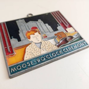 Vintage 3.5"×2.75" Moose 9 O'clock Ceremony Colorful Sun Catcher. Man ...