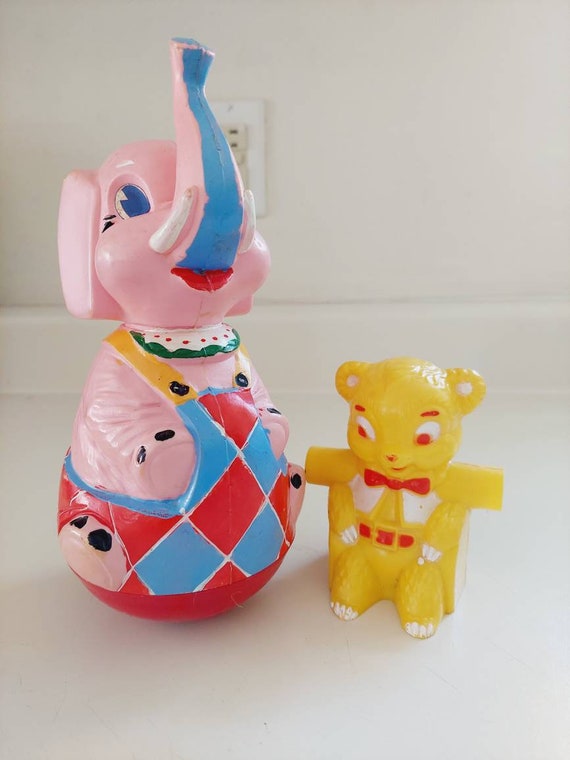 Vintage Toys 9 Pink and Red Roly Poly Elephant That - Etsy