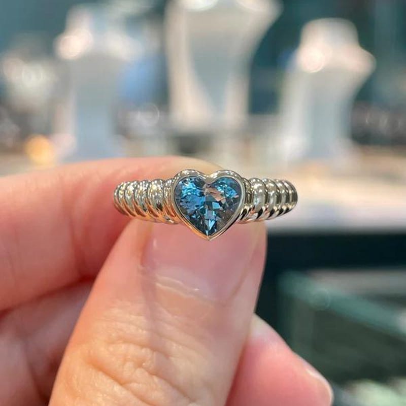 Blue Heart Ring - Etsy