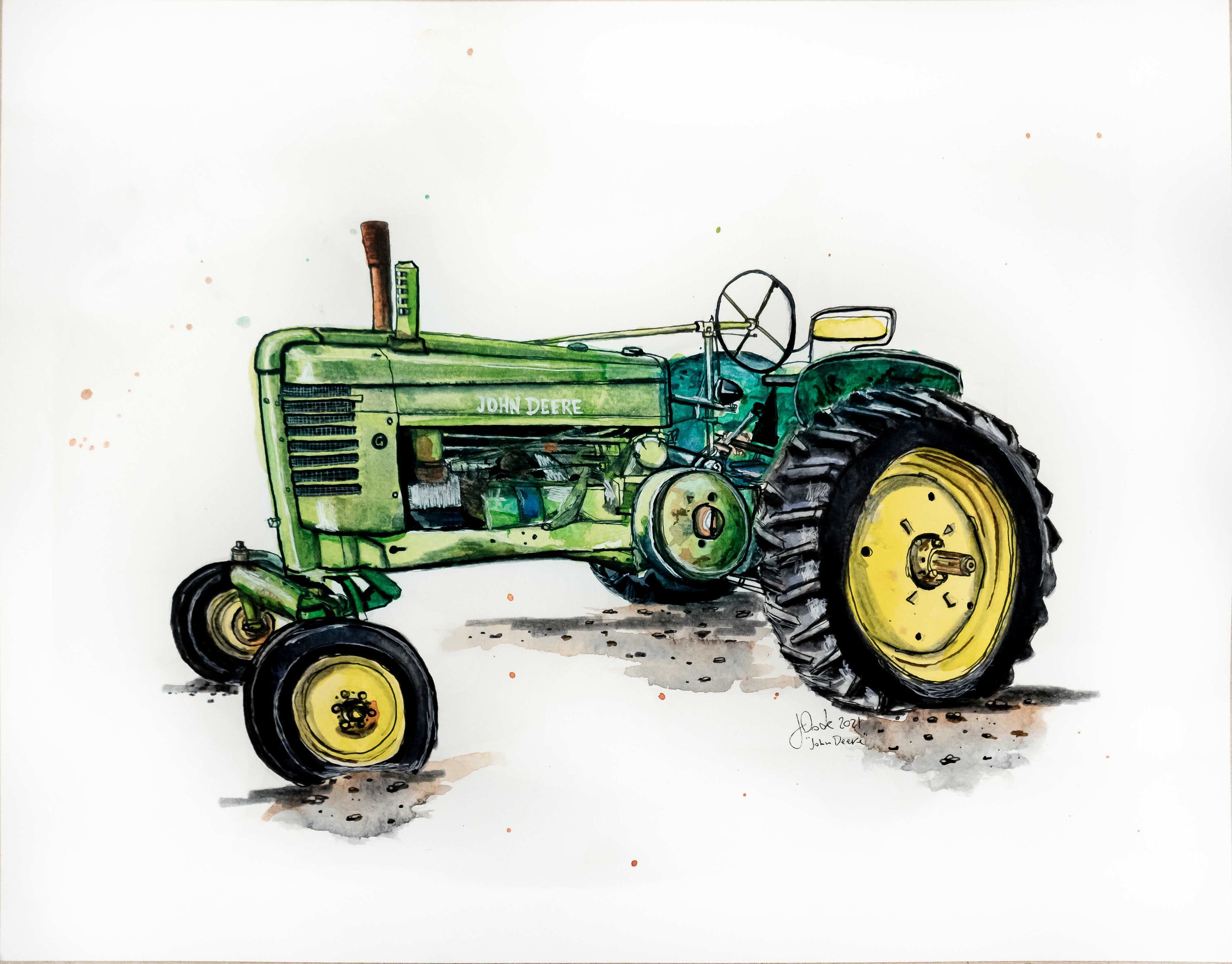 Green Tractor Watercolour Print - Etsy