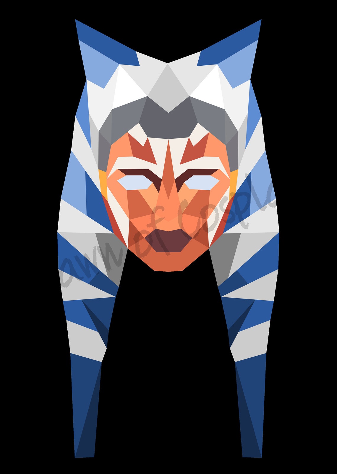 Ahsoka Tano Geometric Poly Svg Png - Etsy