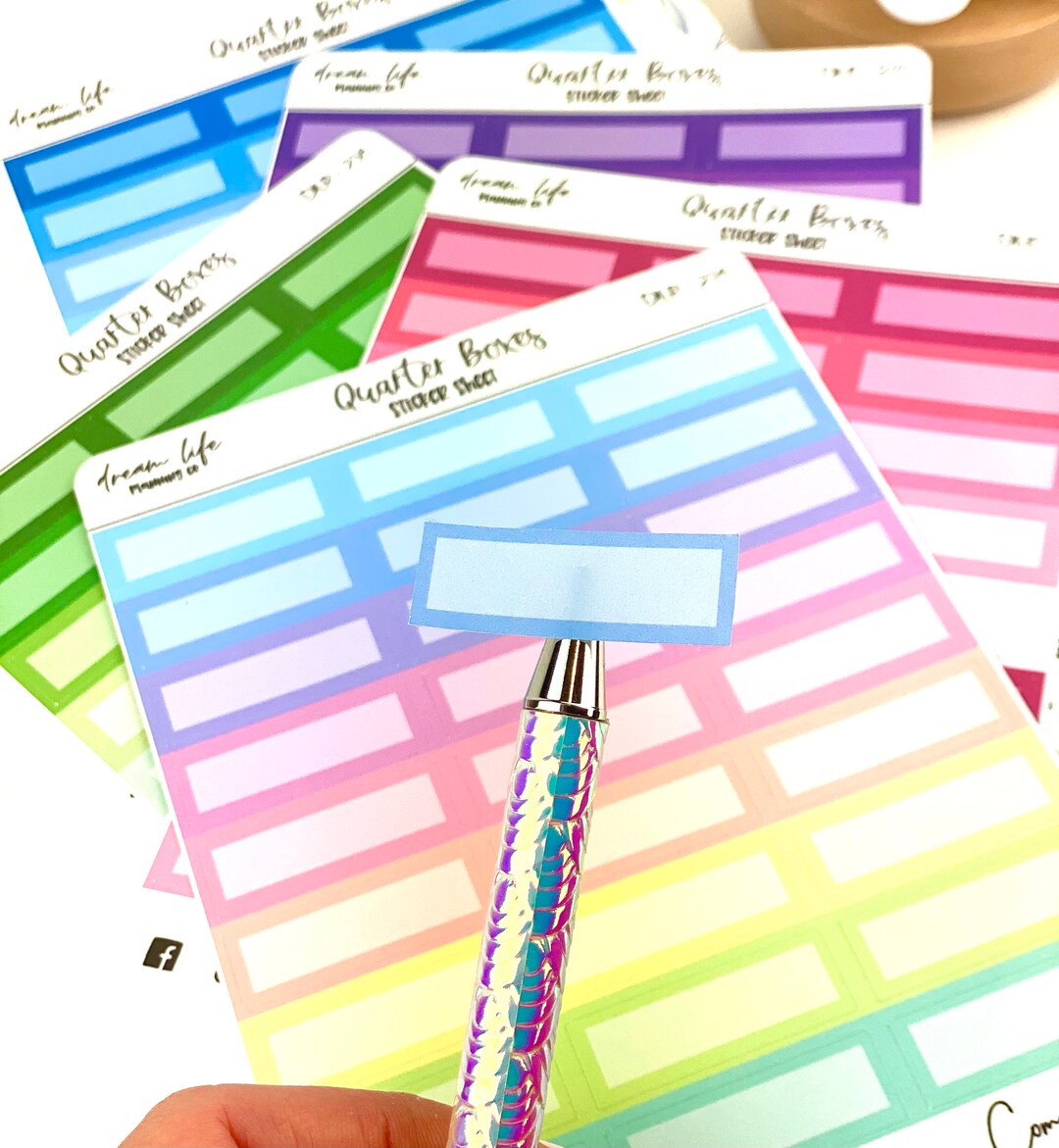 Quarter Box Stickers Pastel Stickers Coloured Box Stickers Planner ...