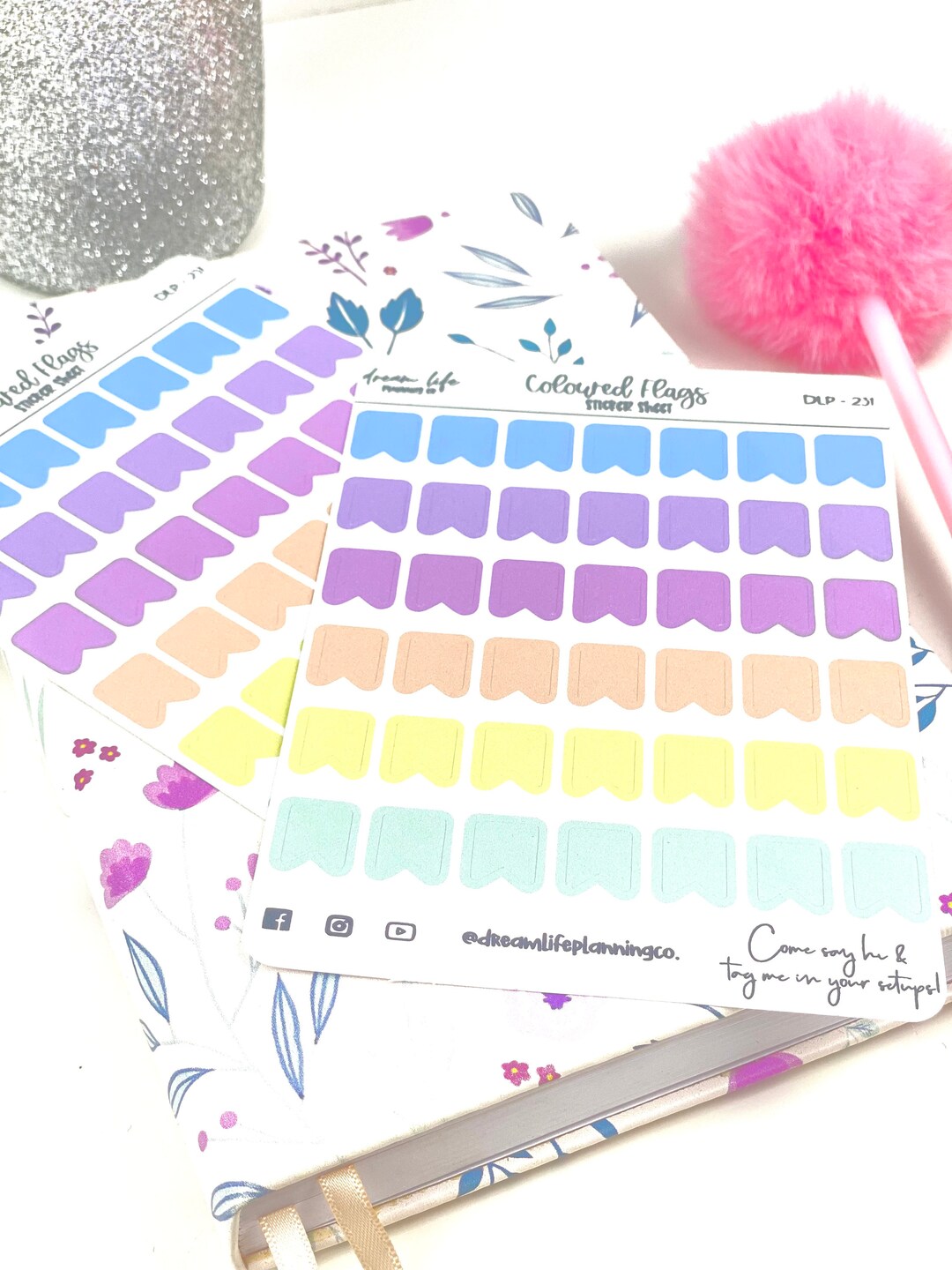 Flag Planner Stickers Pastel Flag Stickers Coloured Flag Stickers ...