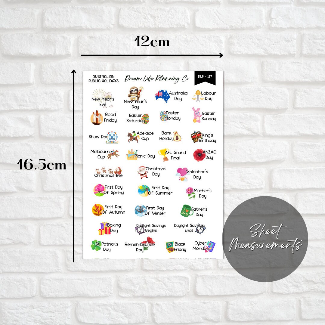 Australian Public Holiday Stickers, Calendar Holiday Stickers, Bullet ...