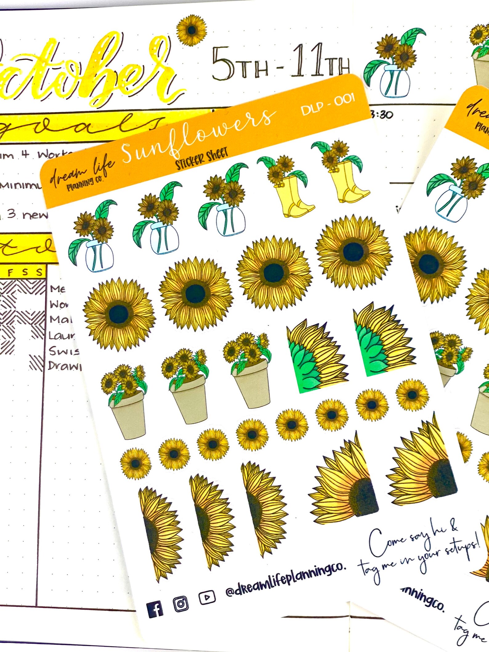 Sunflower Stickers | Sunflowers | Bullet Journal | Planner Stickers ...