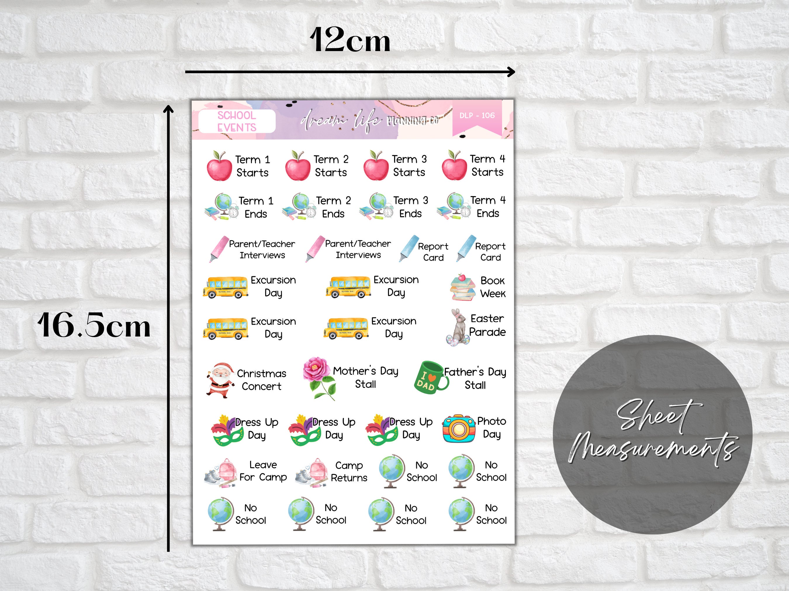 School Event Stickers, Back to School Bullet Journal, Planner, Diary ...