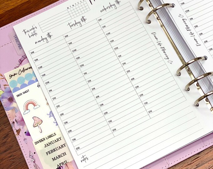 DATED Weekly Vertical Planner Inserts A5 | Diary Page Refill [classic ...