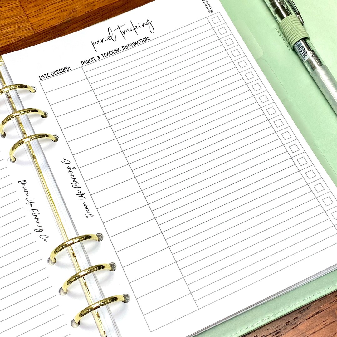 Parcel Tracking A5 Planner Refill, Online Order Tracker, A5 Planner ...