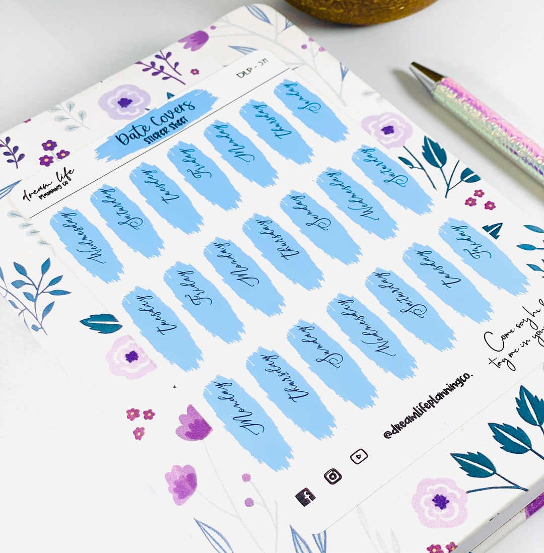 Blue Foiled Date Cover Stickers | Paint Swatch Date Headers | Bullet ...