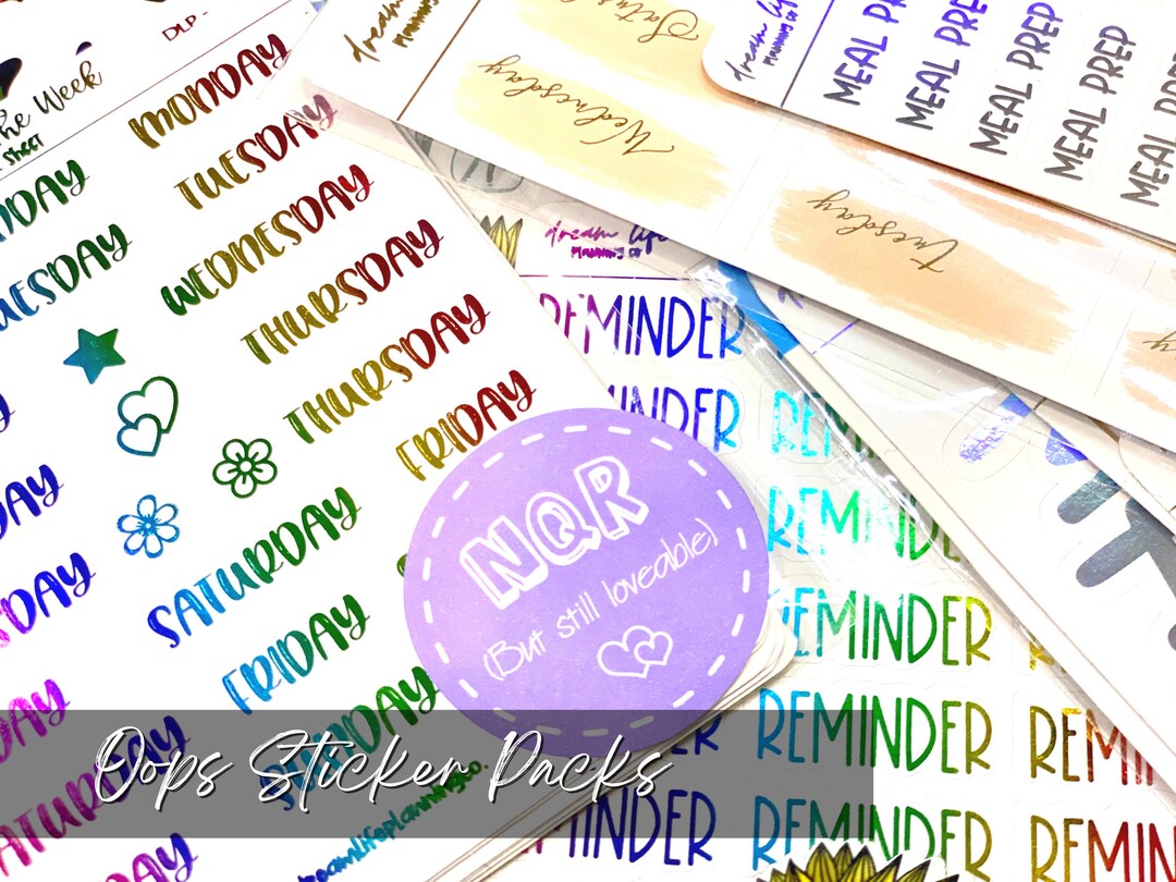 Oops Planner Stickers, Misfit Grab Bags, Mixed Foiled & Decorative Oops ...