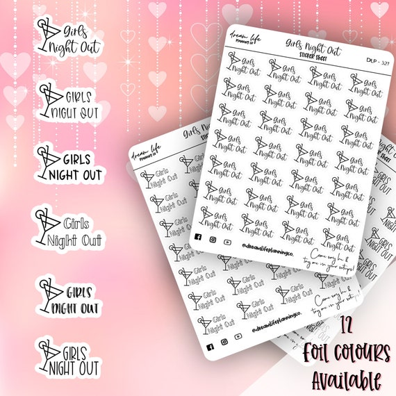 Foiled girls Night Out Stickers Scripts Bullet | Etsy
