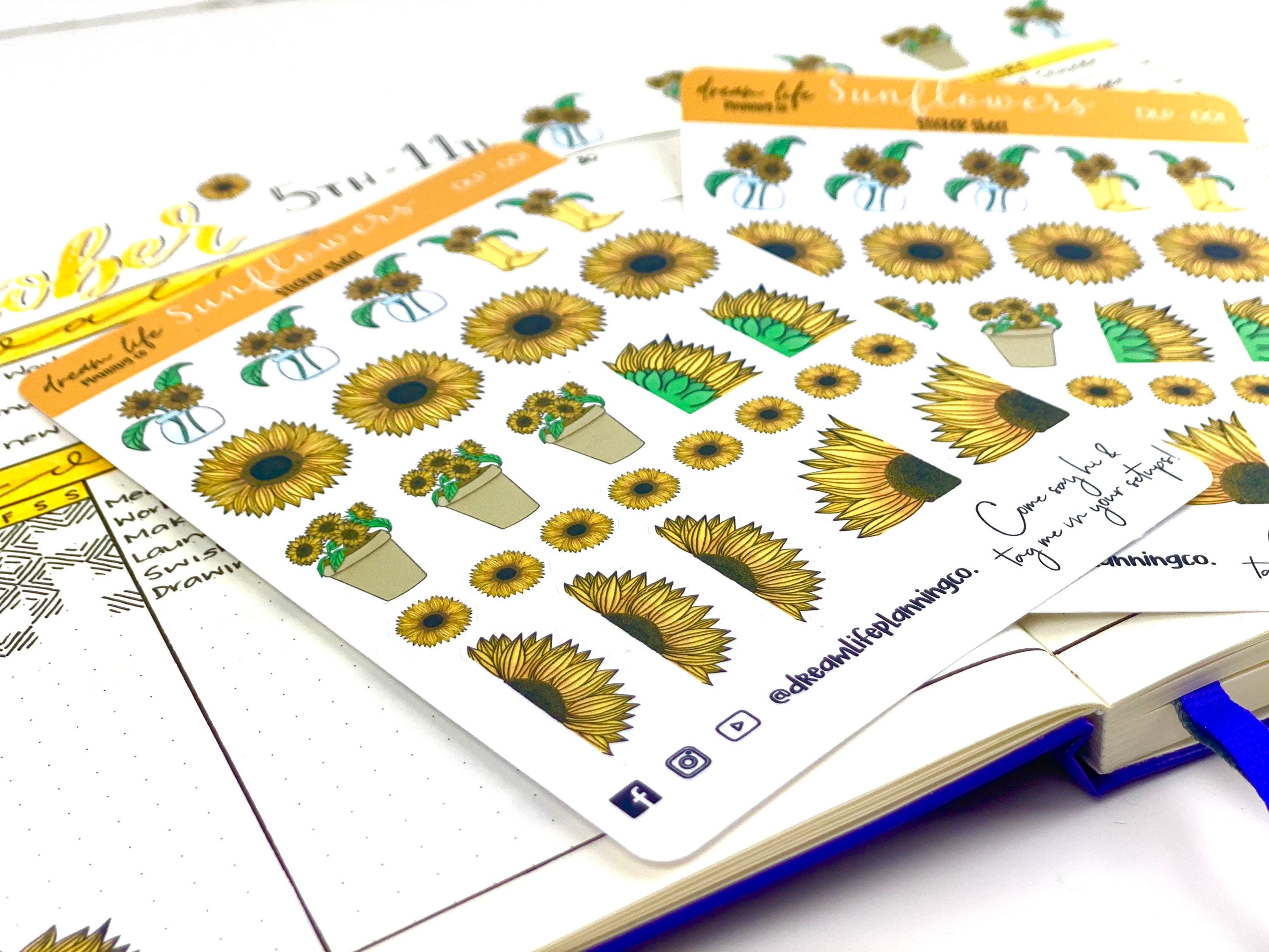 Sunflower Stickers | Sunflowers | Bullet Journal | Planner Stickers ...