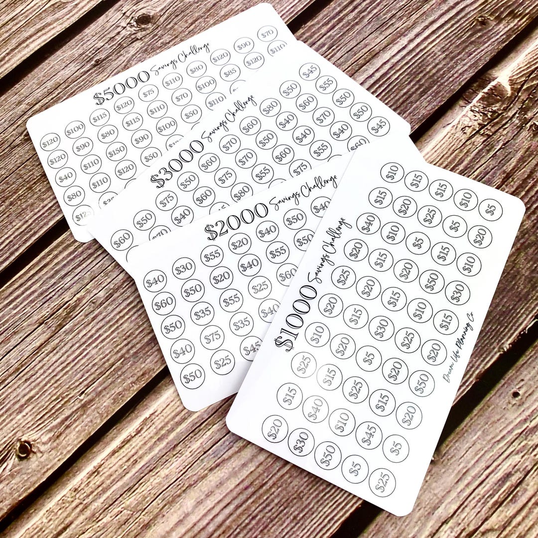 1K 2K 3k 5K Savings Challenges, Laminated Cash Budgeting Cards, Sinking ...