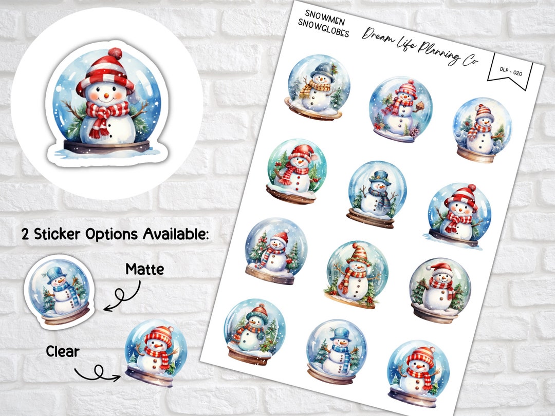 Snowman Stickers, Snow Man Stickers, Snow Globe Stickers, Christmas ...