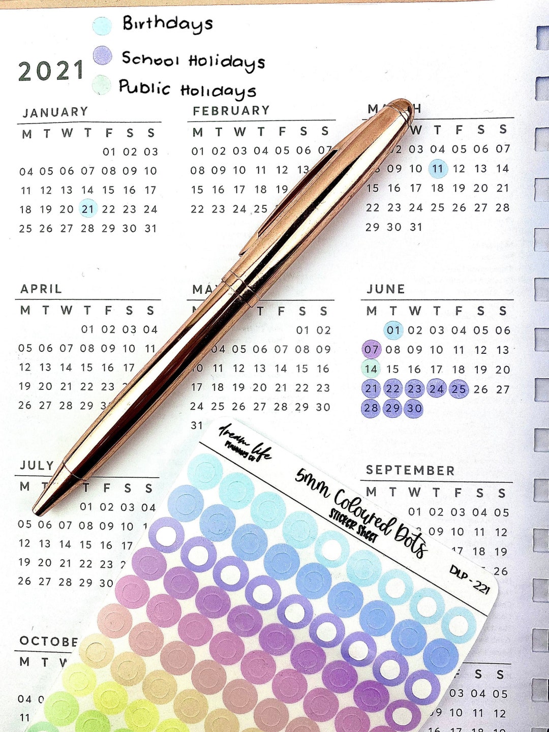 5mm Colour Transparent Dot Stickers | Bullet Journal Stickers | Planner ...