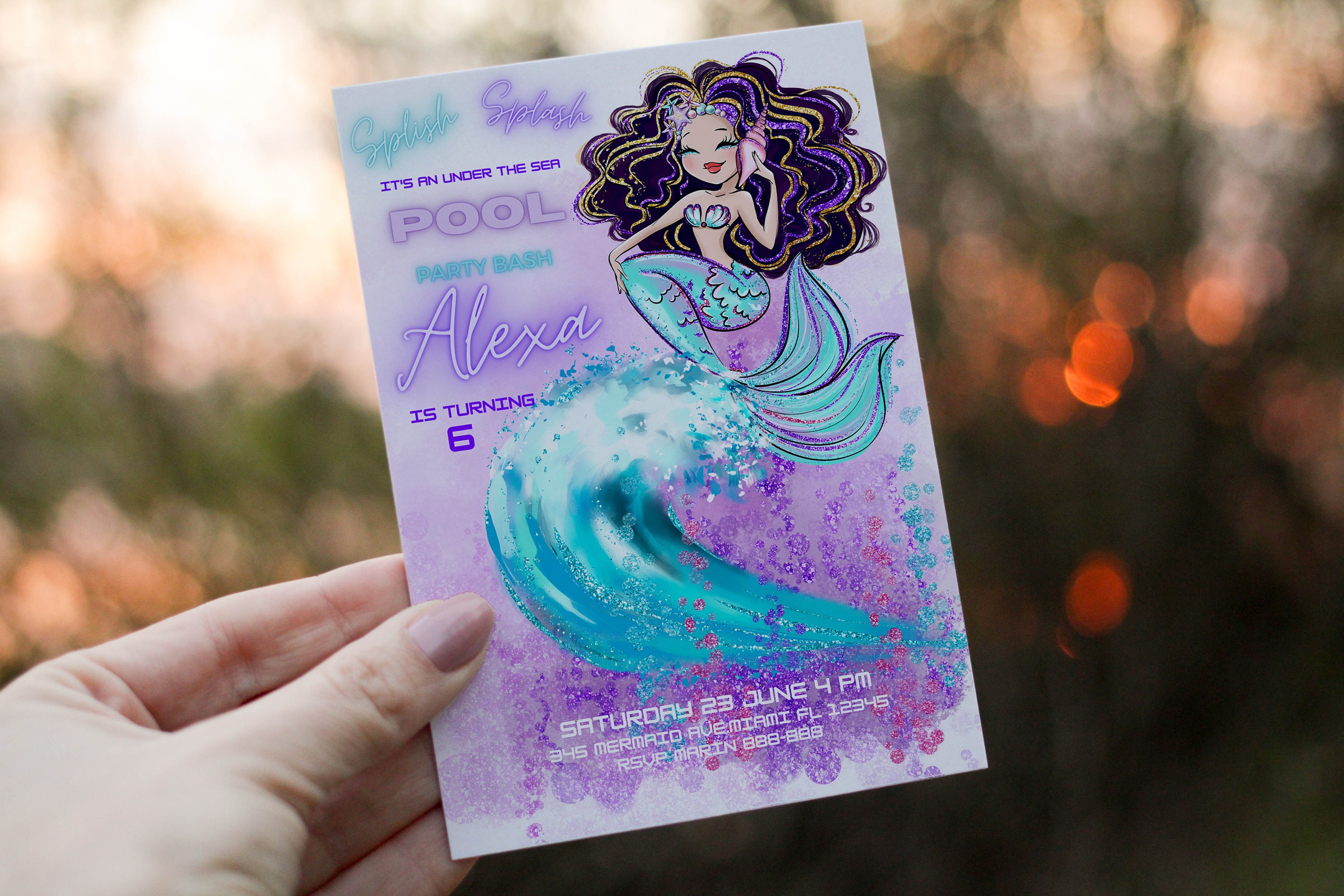 Splish Splash Mermaid Birthday Invitation Template Editable - Etsy