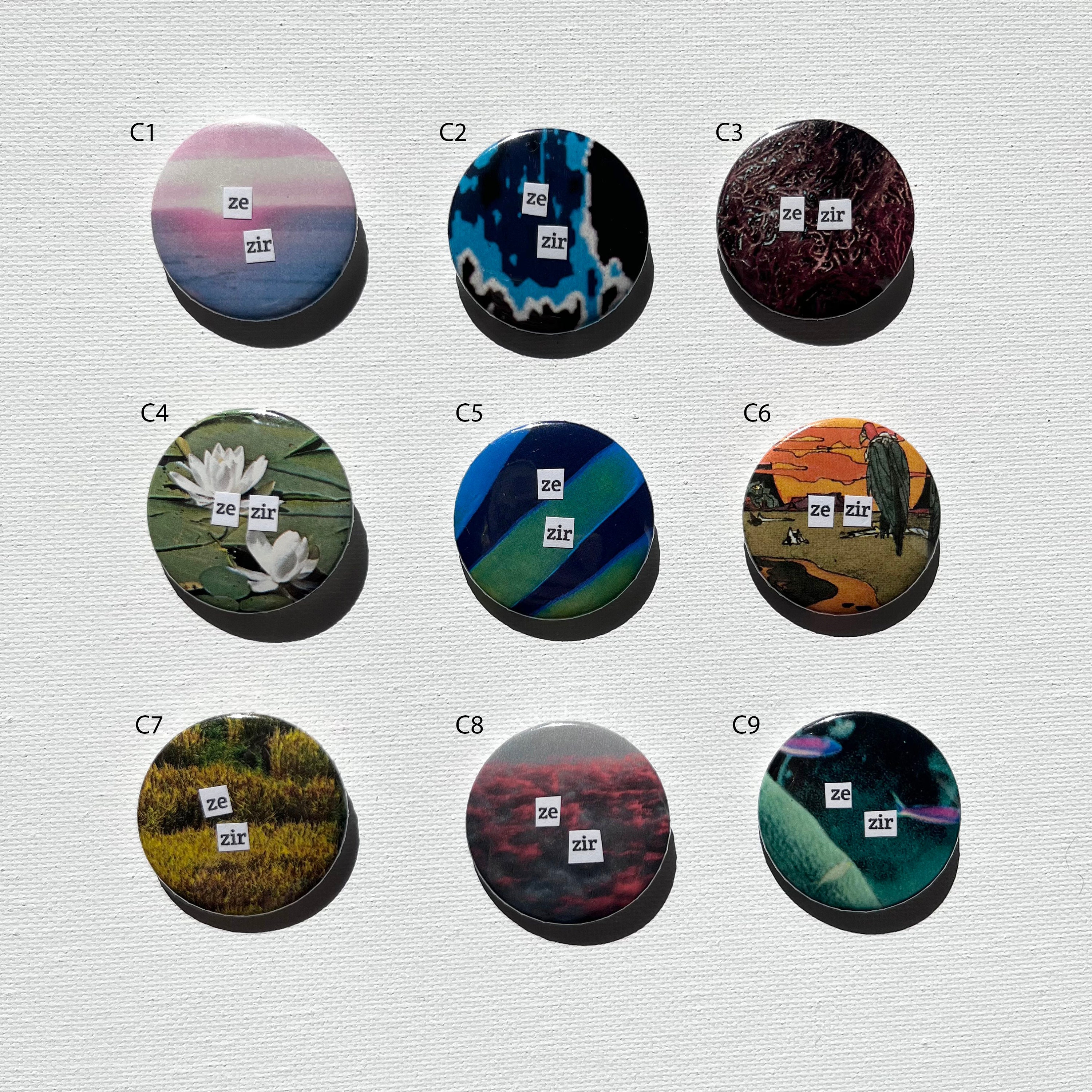 Pronoun Collage Pins They/them, Genderfluid, Ze/zir, Xe/xem, Any ...