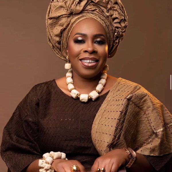 Brown and Gold Aso Oke - Etsy