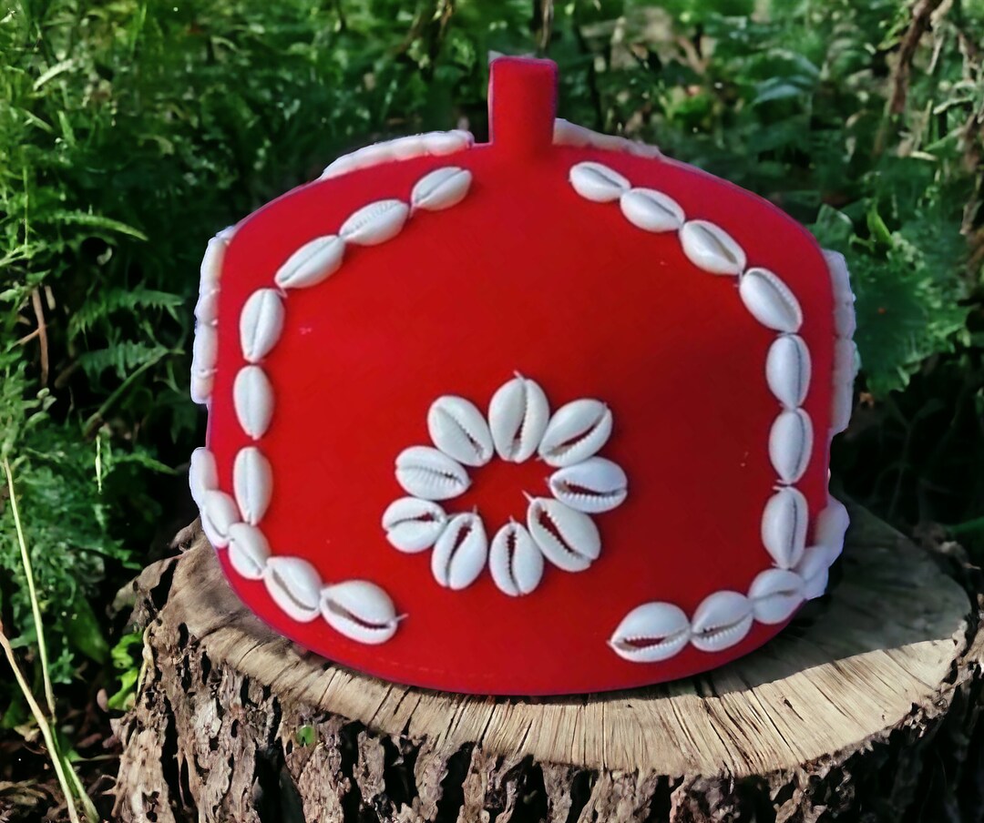 Red Igbo Cap Embellished With Cowries, Winter Cap, Traditional Igbo Hat ...