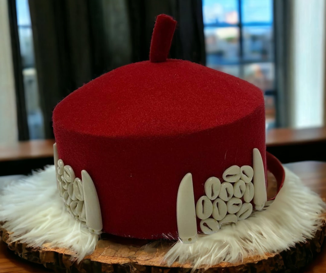 Red Igbo Cap Tusk, Cowries, Igbo Traditional Cap, Nigerian Men's Hat ...