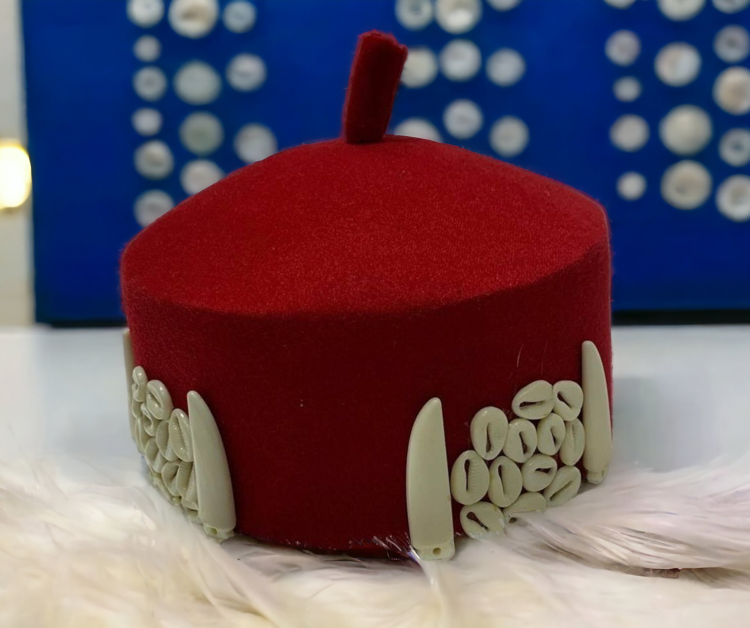 Red Igbo Cap Tusk, Cowries, Igbo Traditional Cap, Nigerian Men's Hat ...
