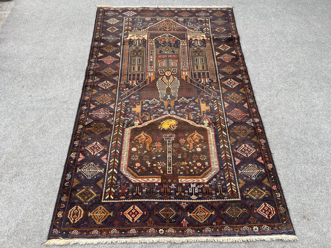 Antique Afghan Baluch 4x7 Pictorial Rug Nomadic Art Rug Wall Hanging ...