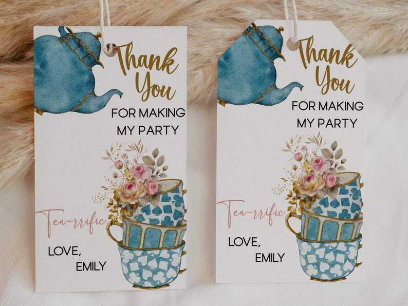 Editable Tea Party Favor Tags: Floral Tea Pot Design (digital Download ...