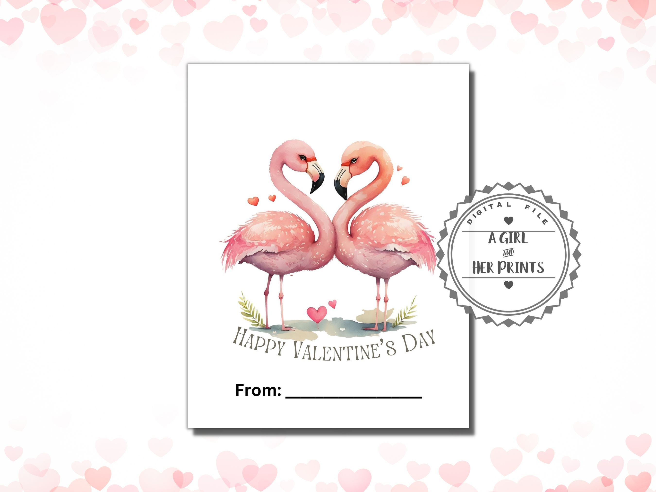 KIDS VALENTINE'S CARDS Cute Classroom Cow Panda Flamingo Bear Owl Lion ...