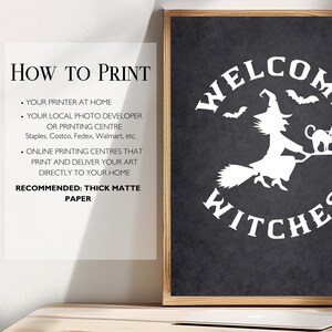 Welcome Witches Halloween Print: Chalkboard Witch & Cat (digital ...