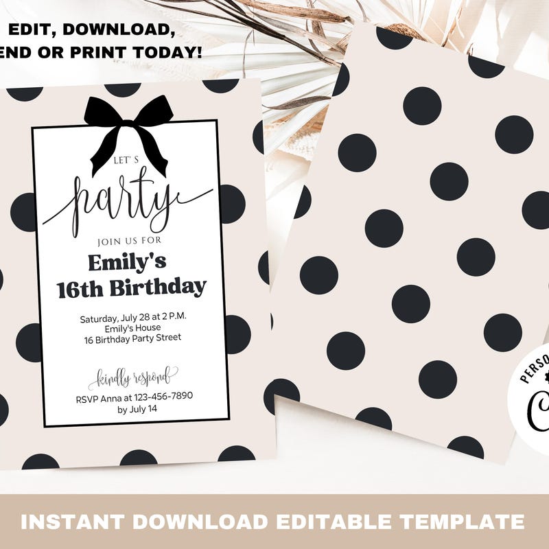 Polka Dot Invitation - Etsy