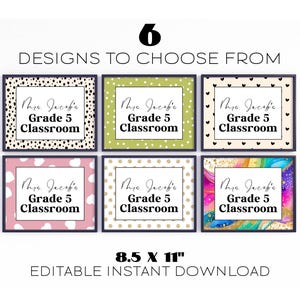Editable Classroom Name Signs | 6 Modern Designs | Canva Template ...