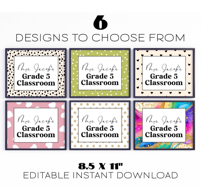 Editable Classroom Name Signs | 6 Modern Designs | Canva Template ...