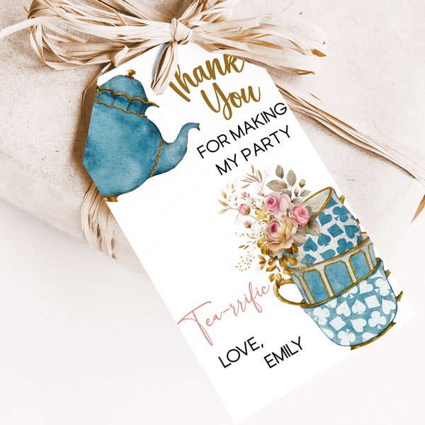 Editable Tea for Two Favor Tags Tea Birthday Thank You Tags Tea-rrific ...