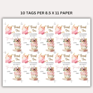 Editable Tea for Two Favor Tags Tea Birthday Thank You Tags Tea-rrific ...