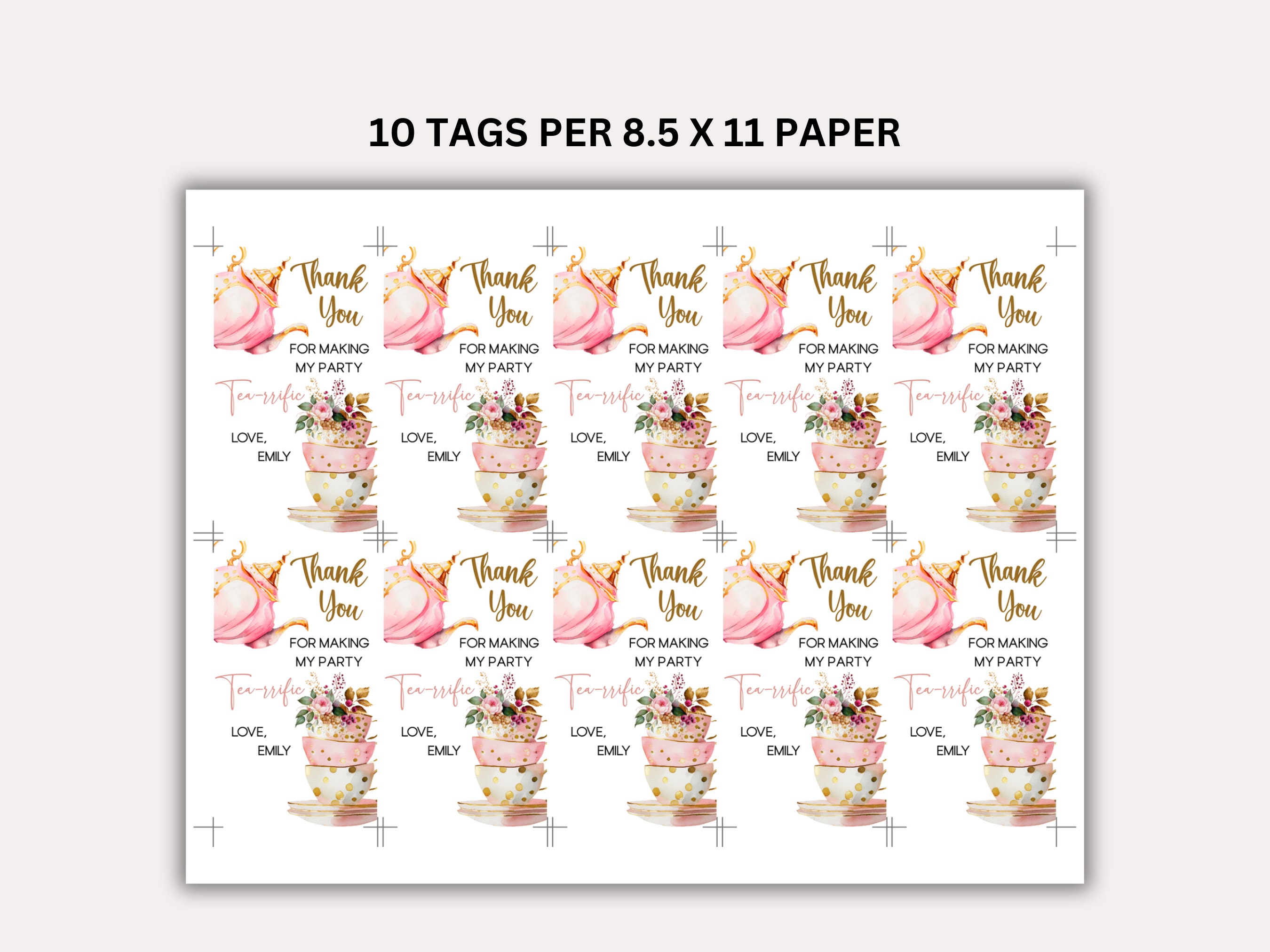 Editable Tea for Two Favor Tags Tea Birthday Thank You Tags Tea-rrific ...