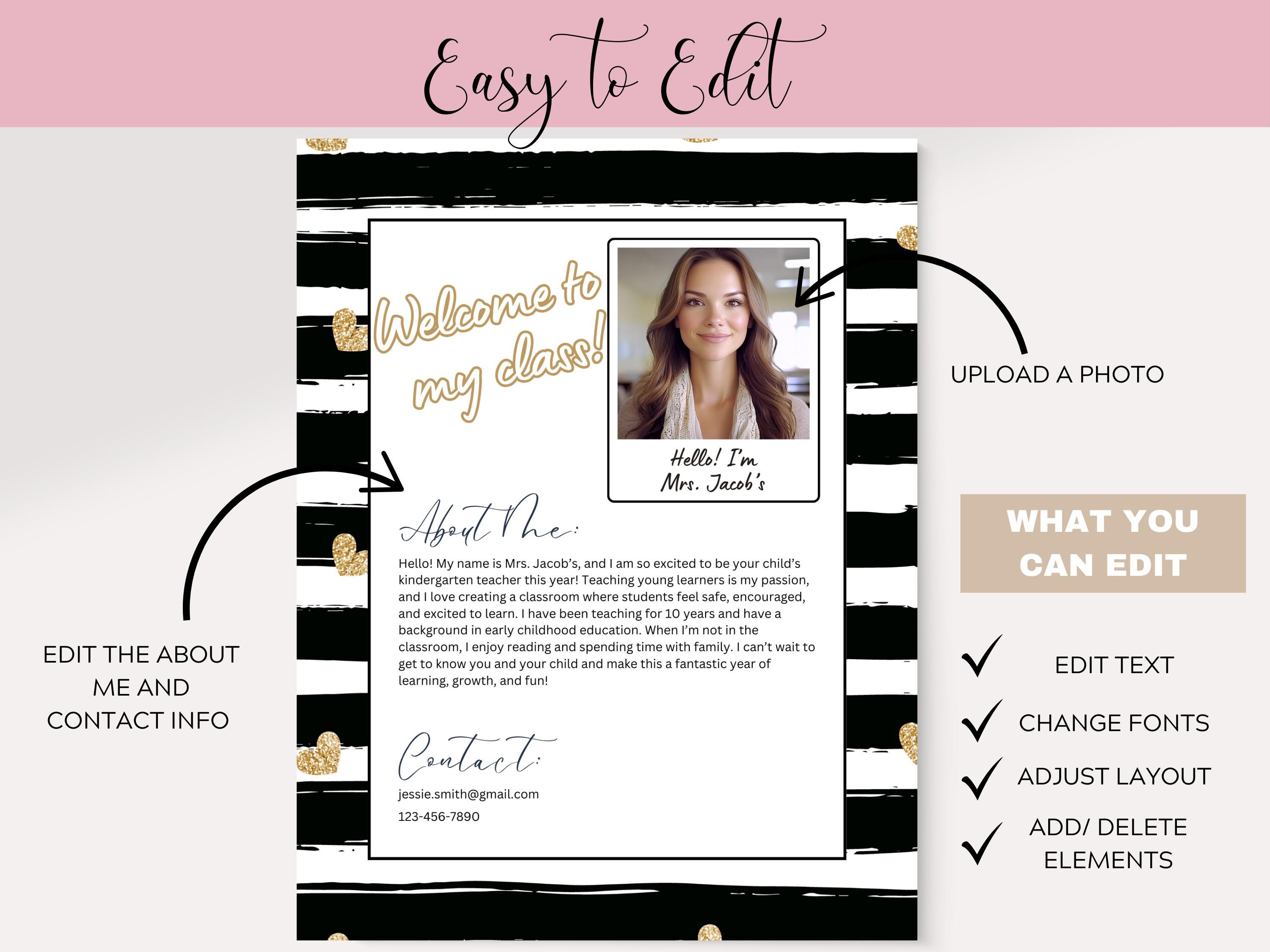 Editable Meet the Teacher Template: Modern Canva Design (digital ...