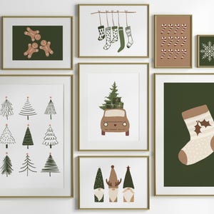 Boho Christmas Wall Art Prints: Minimalist Holiday Decor (digital ...