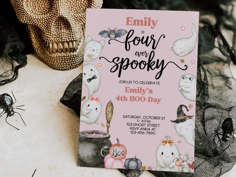 Four Ever Spooky Invitation Editable Template Halloween Themed 4th ...