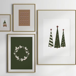 Boho Christmas Wall Art Prints: Minimalist Holiday Decor (digital ...