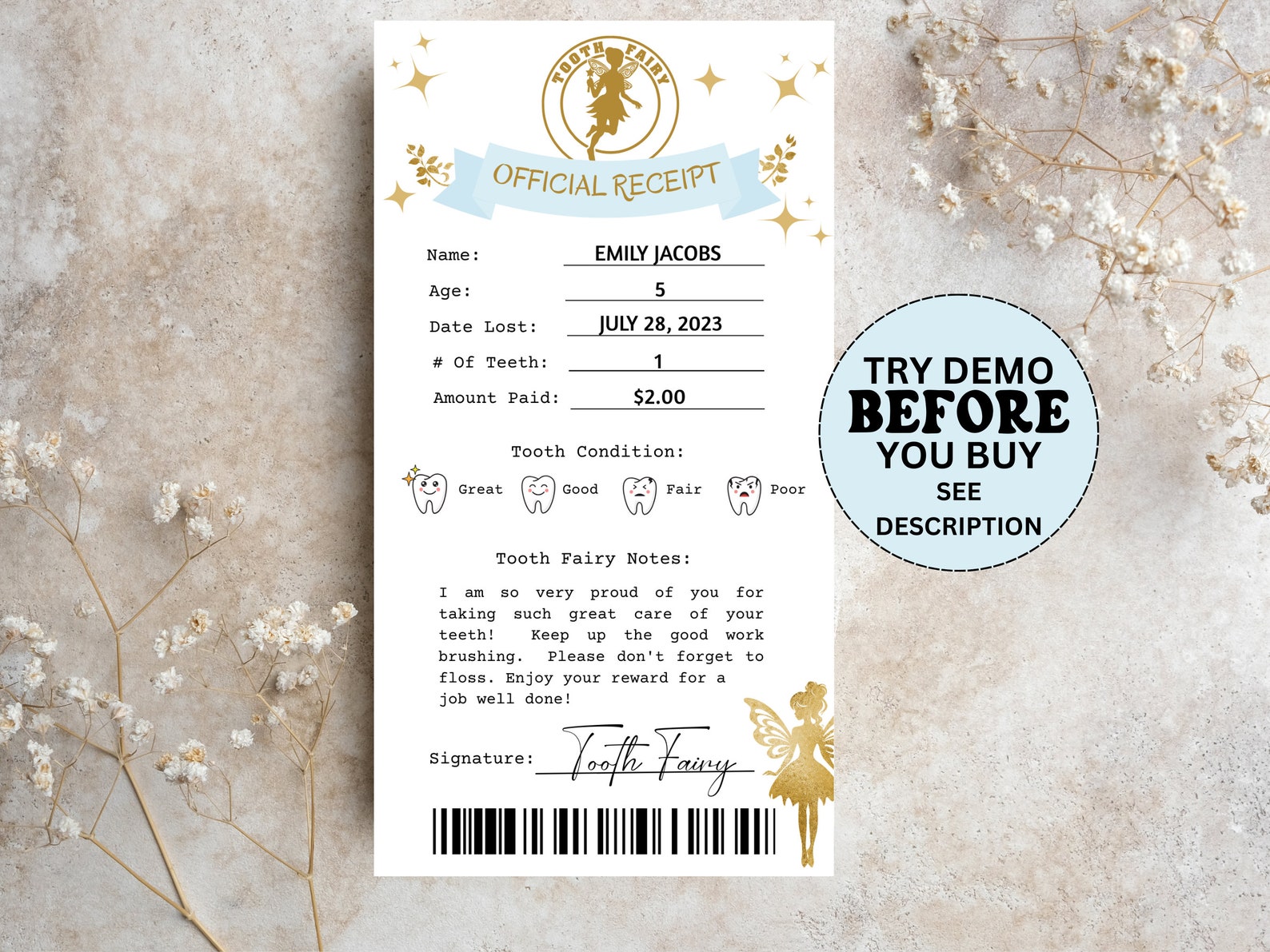 Editable Tooth Fairy Receipt and Letter Tooth Fairy Letter First Tooth ...