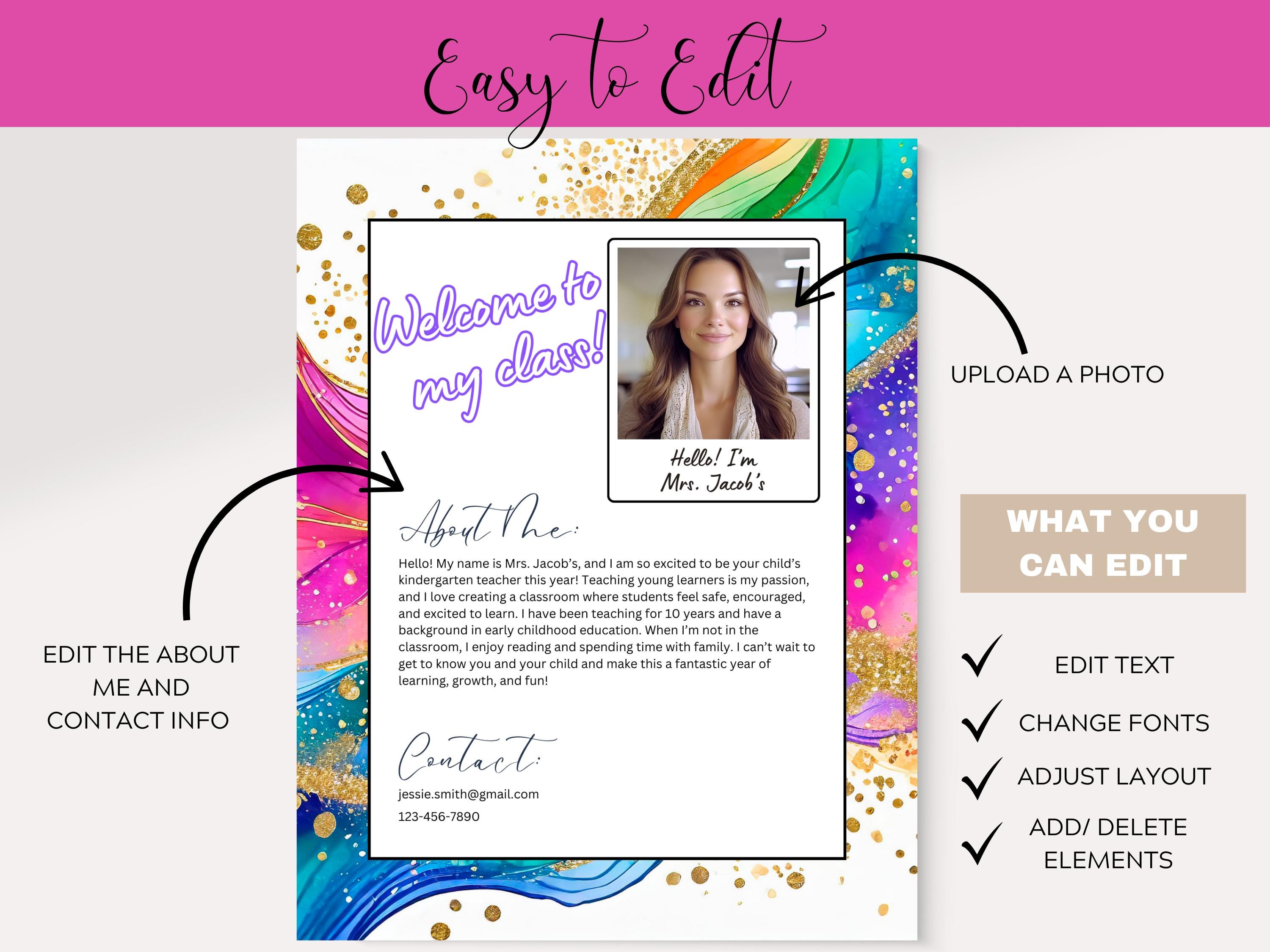 Editable Meet the Teacher Template Canva Template Modern Teacher ...