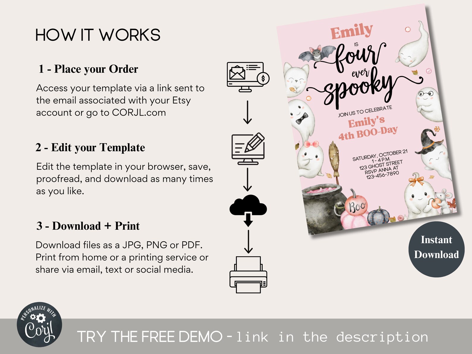 Four Ever Spooky Invitation Editable Template Halloween Themed 4th ...