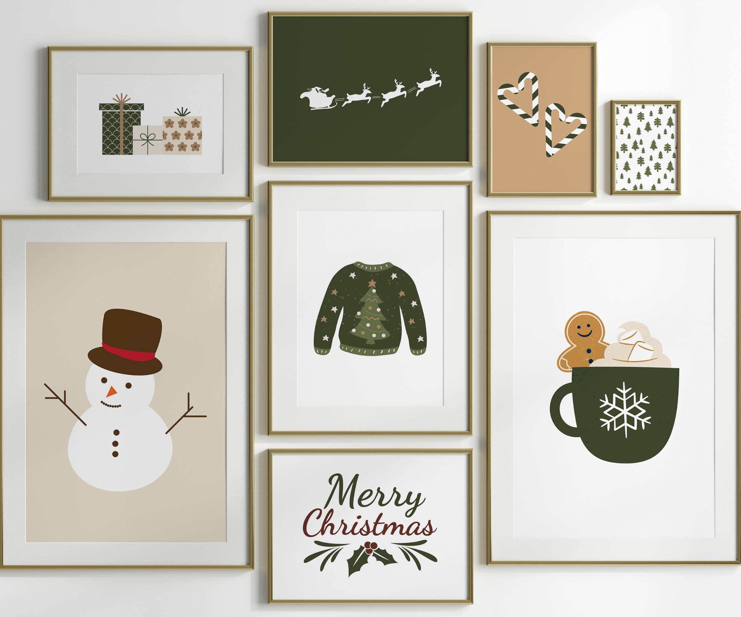 Boho Christmas Wall Art Prints: Modern Holiday Decor (digital Download ...