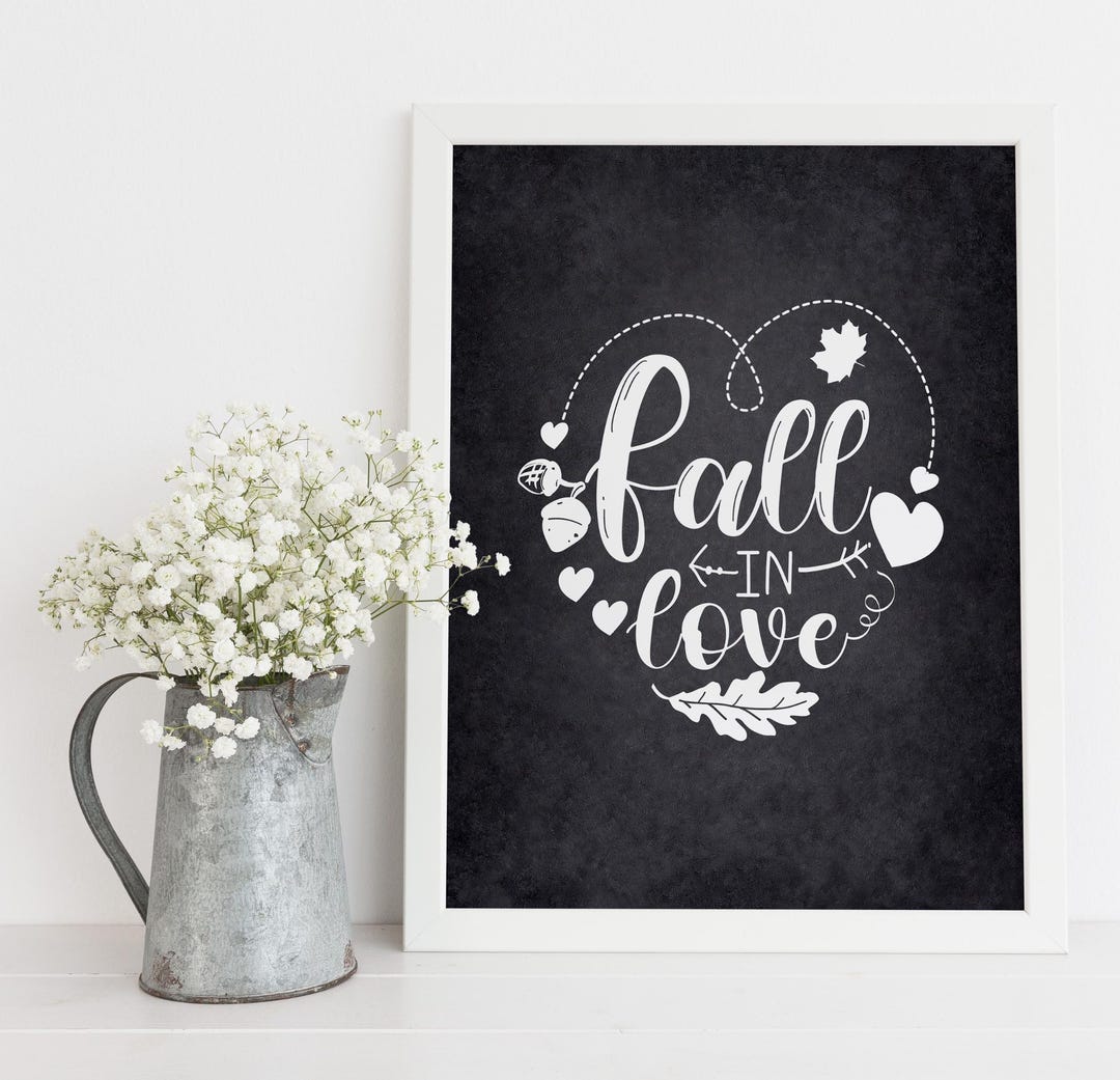 Fall in Love Printable Wall Art, DIY Autumn Decor, Instant Download ...