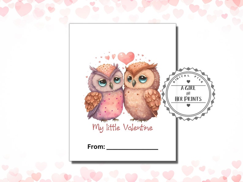 KIDS VALENTINE'S CARDS Cute Classroom Cow Panda Flamingo Bear Owl Lion ...