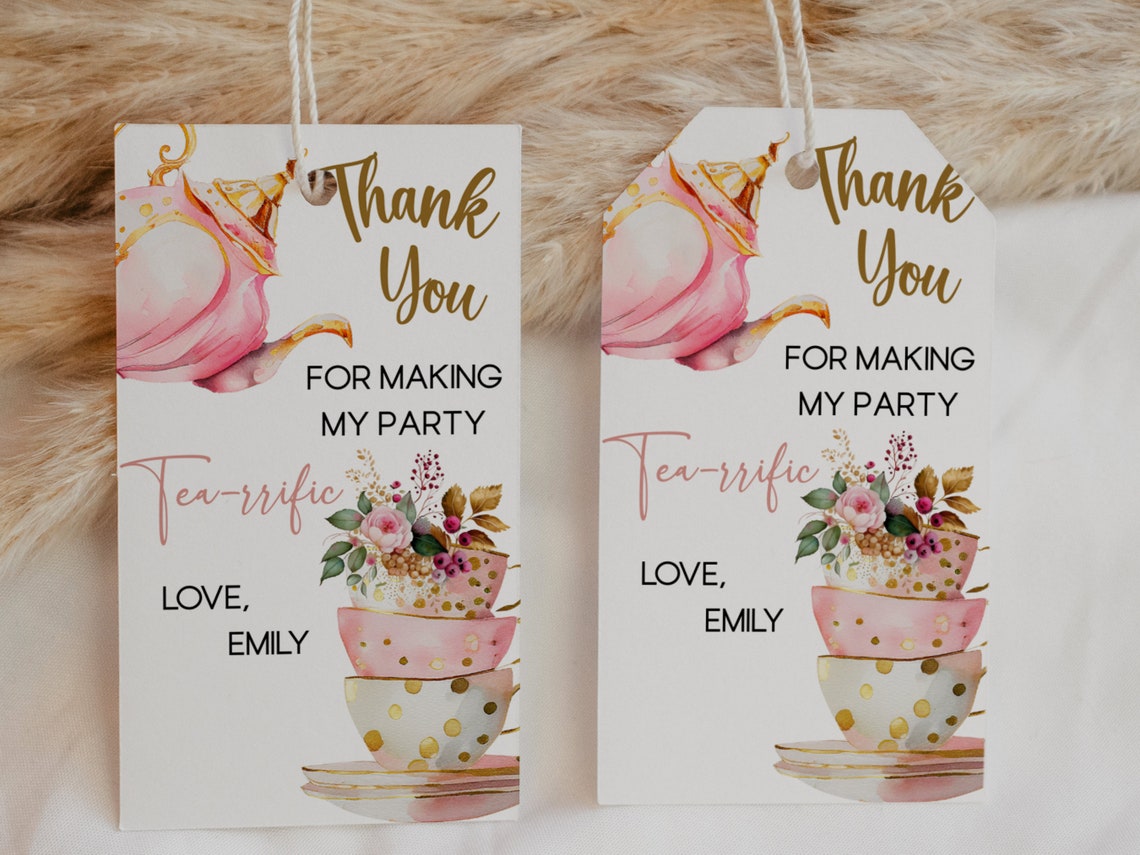 Editable Tea for Two Favor Tags Tea Birthday Thank You Tags Tea-rrific ...