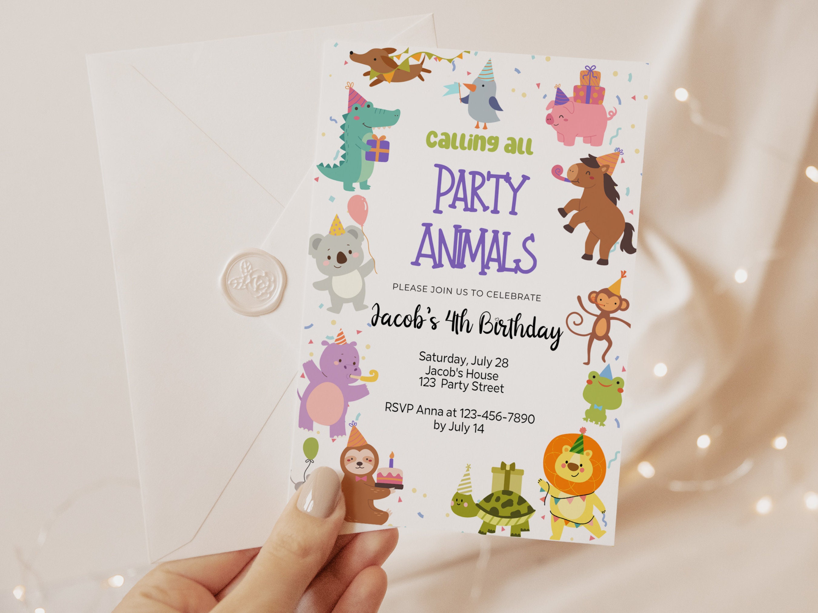 Editable Party Animal Birthday Invitation Template Customize Your Wild ...